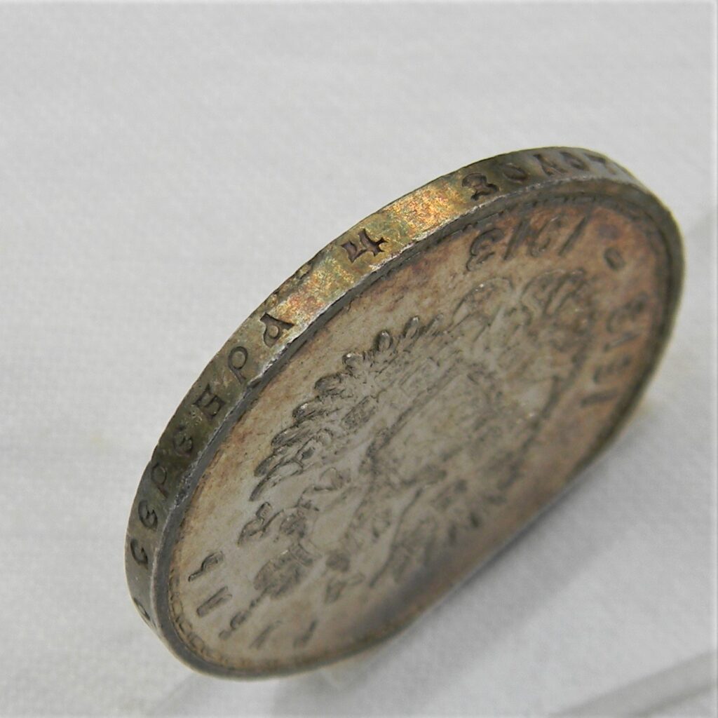 Russia 1913 Romanovs silver Rouble scarce Type I; nicely toned UNC