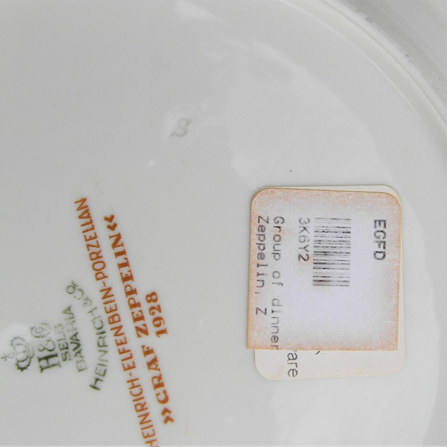 Airship Graf Zeppelin 1928 porcelain plate Heinrich & Co "small logo" type