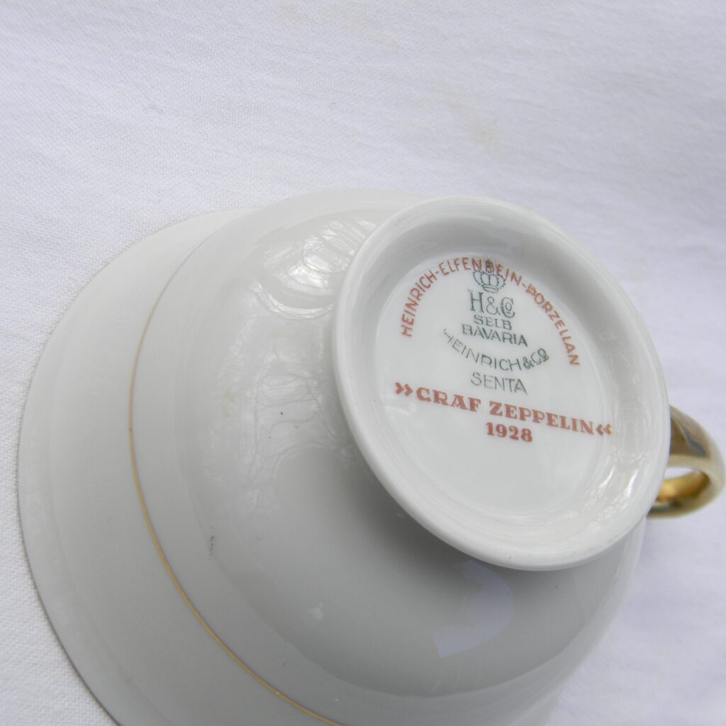 Airship Graf Zeppelin 1928 porcelain teacup Heinrich Co Bavaria Germany