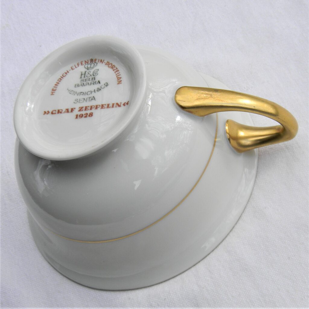 Airship Graf Zeppelin 1928 porcelain teacup Heinrich Co Bavaria Germany