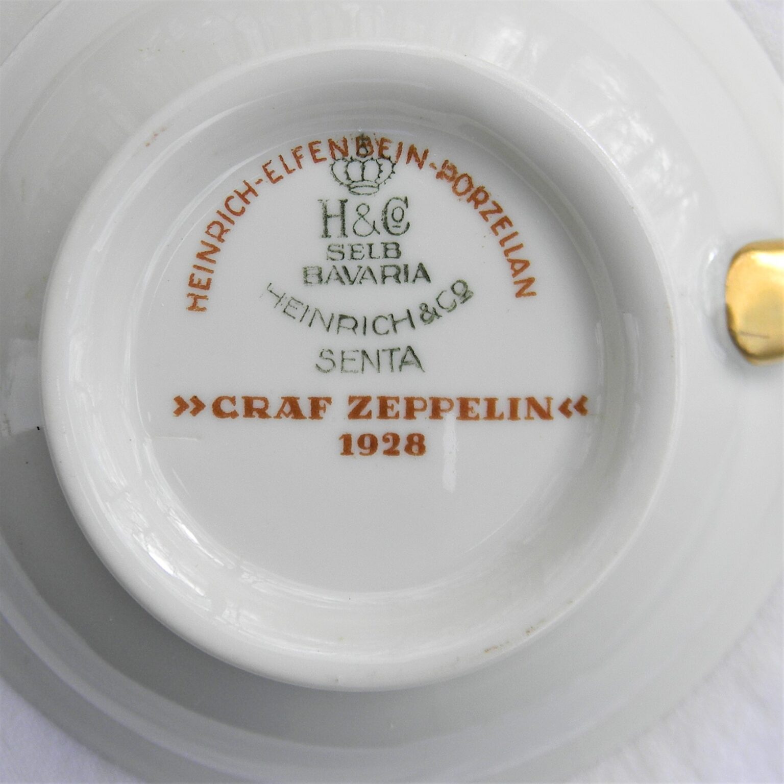 Airship Graf Zeppelin 1928 porcelain teacup Heinrich Co Bavaria Germany