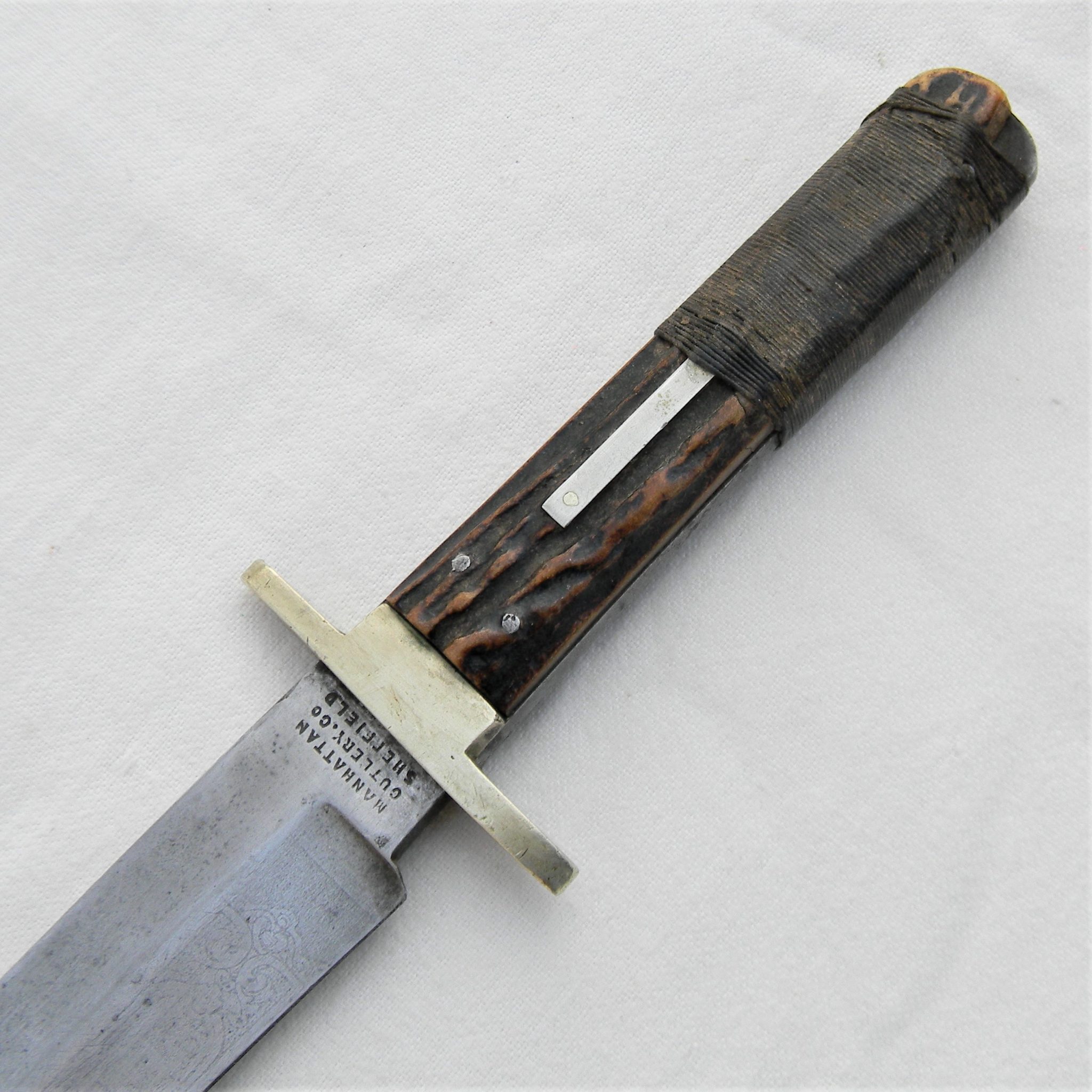 Manhattan Cutlery Co Sheffield HUNTERS KNIFE stag Bowie