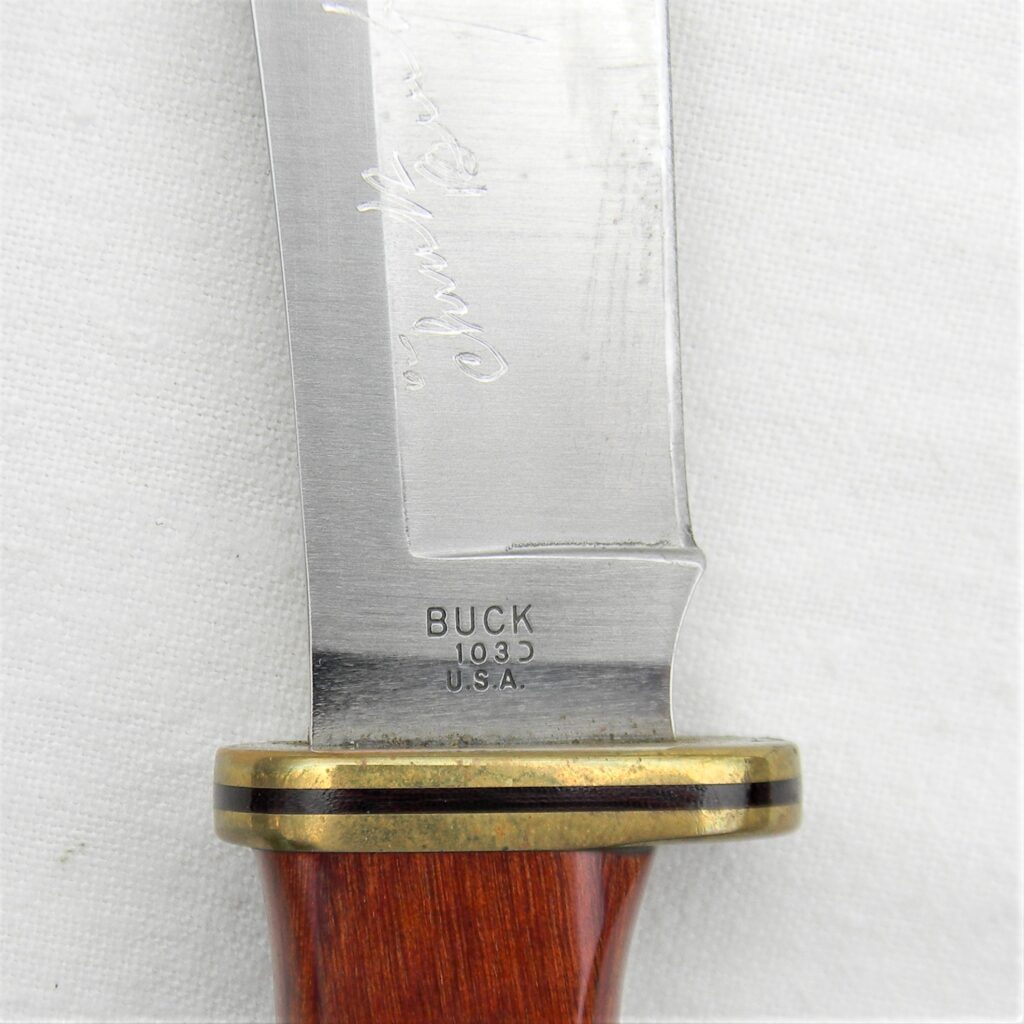 Buck model 103 Skinner knife made in 1996, Chuck Buck engraved blade