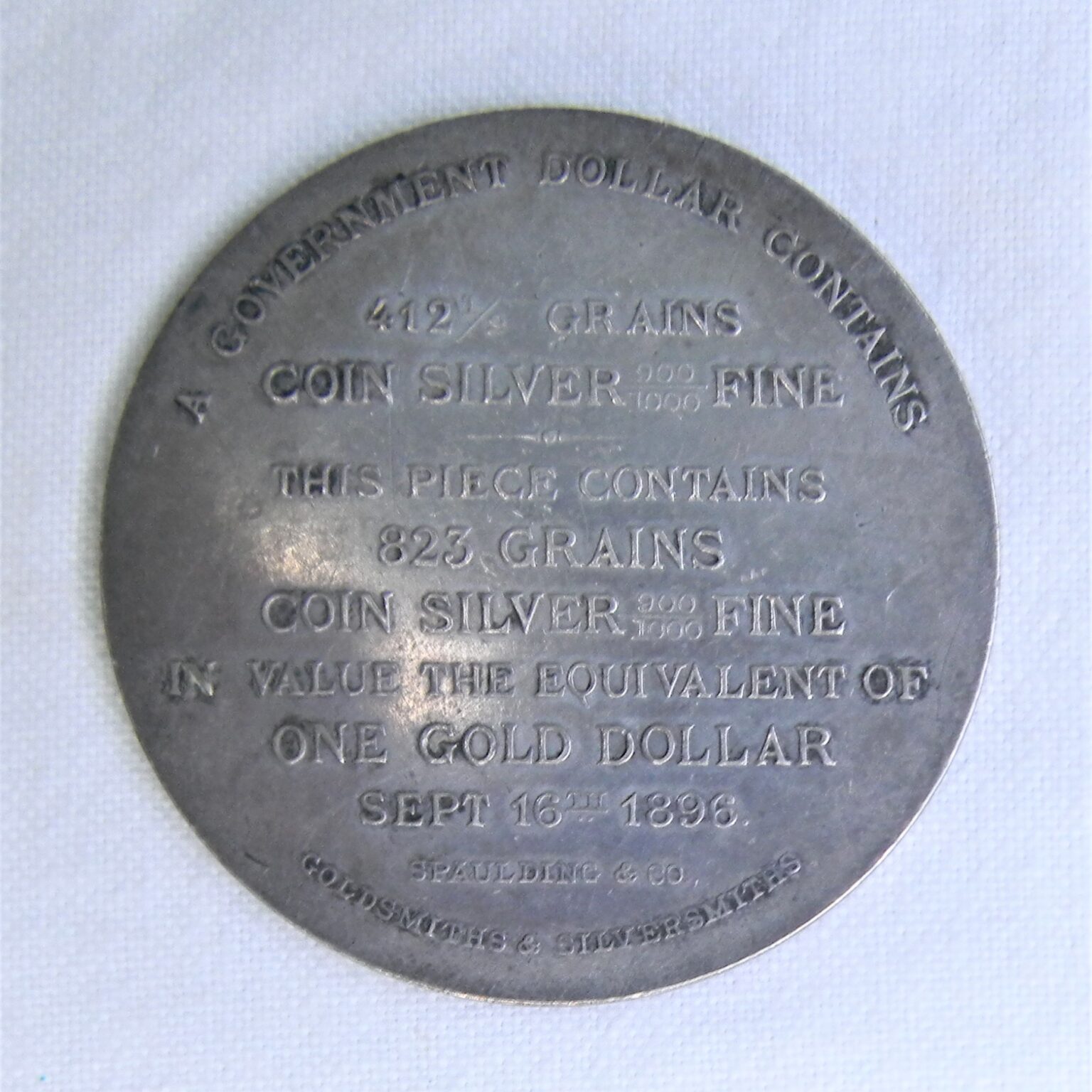 American 1896 Bryan silver So-Called Dollar; toned AU