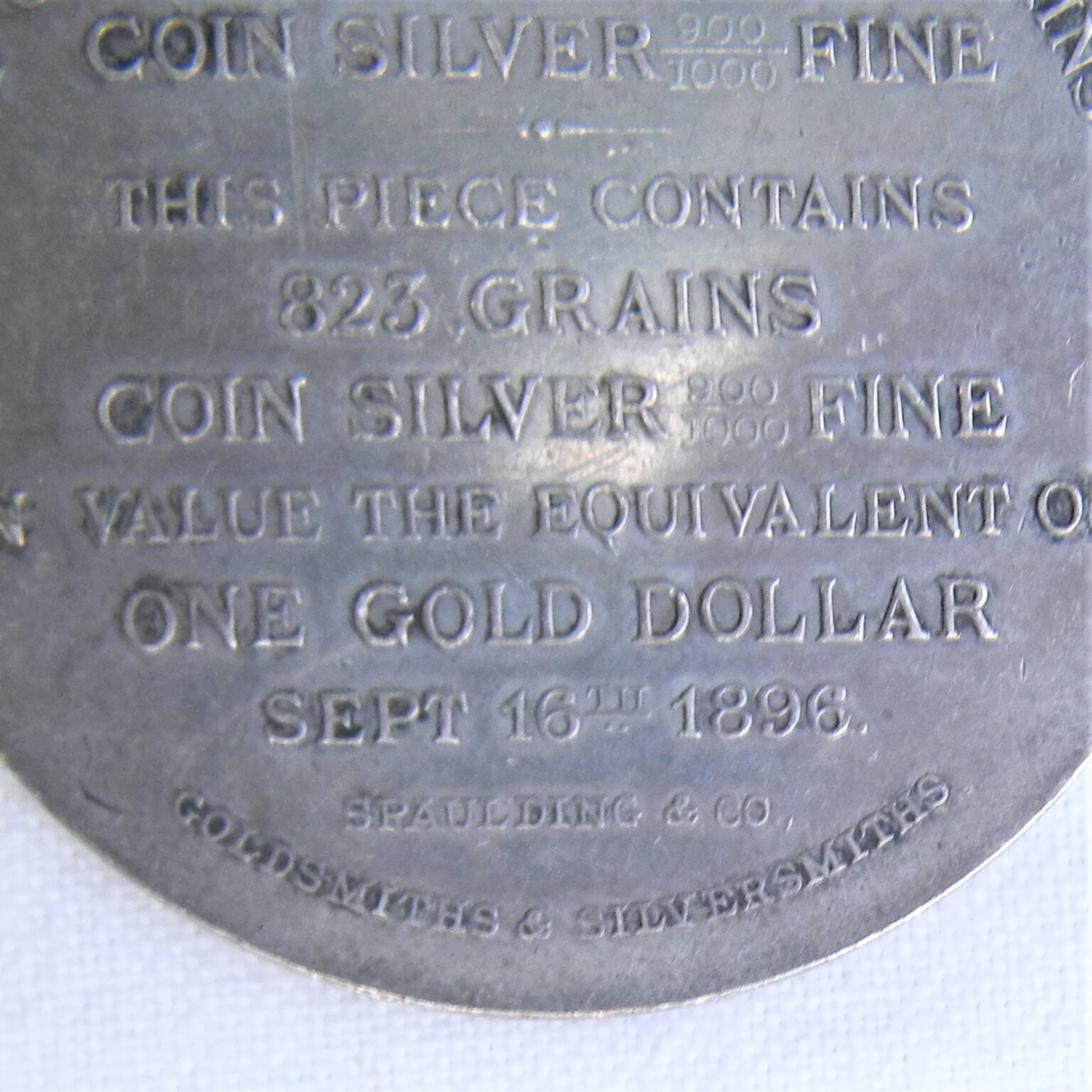 American 1896 Bryan silver So-Called Dollar; toned AU