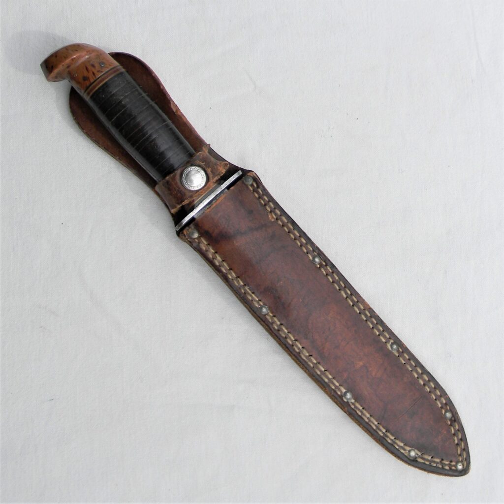 WW2 Western L77 Commando fighting knife, orig scabbard; rare