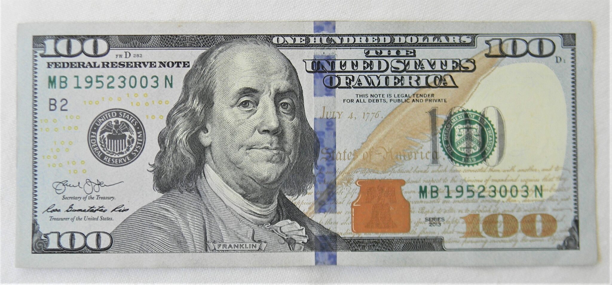 USA 2013 100-dollar birthday note 3/30/52 anniversary note; UNC