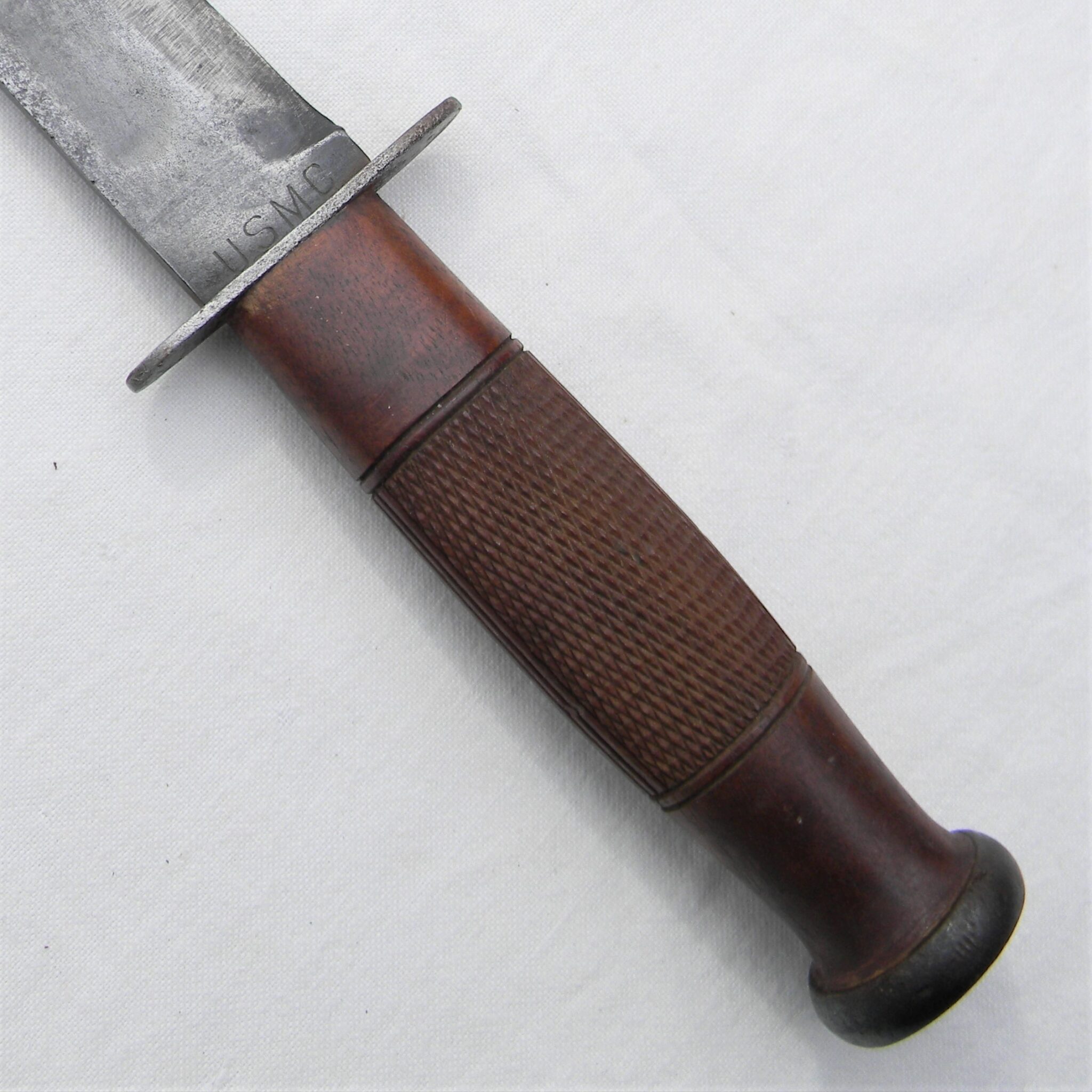 WW2 Ka-Bar USMC MK2 fighting knife unique theater wood handle