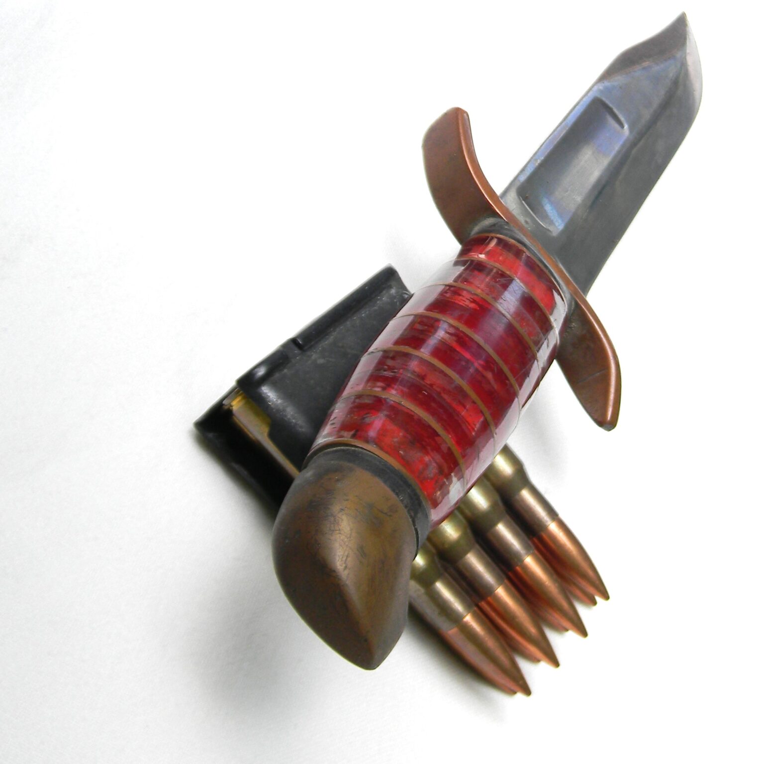 WW2 MK2 blade theater fighting knife, orig leather scabbard