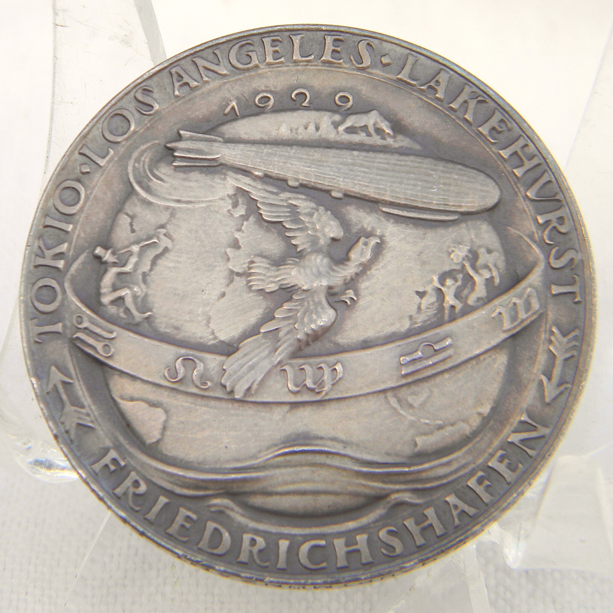 Germany 1929 airship Graf Zeppelin silver medal K-429; rare UNC