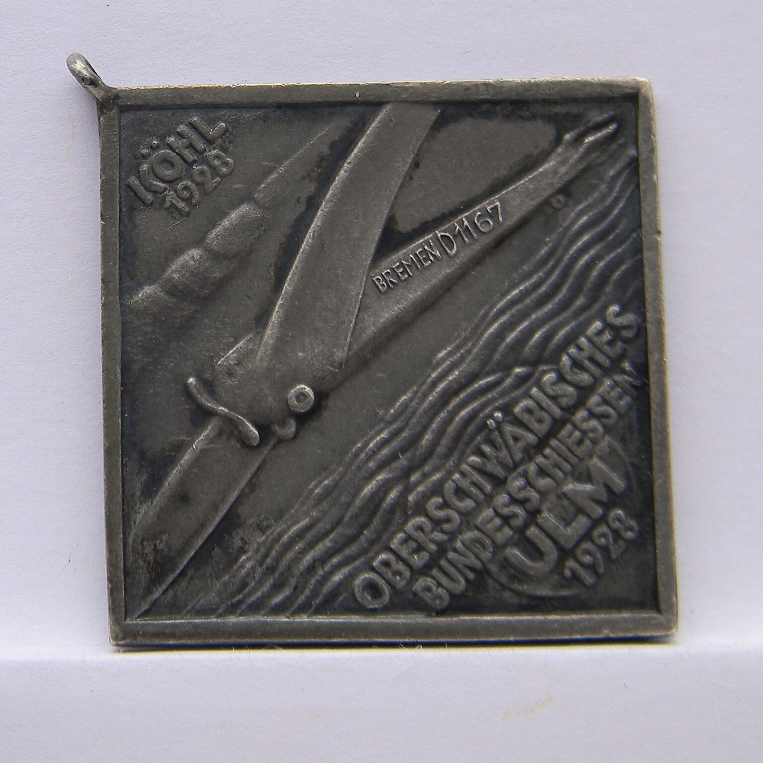 Germany 1928 silver shooting medal Ulm City/Bremen flight; AU