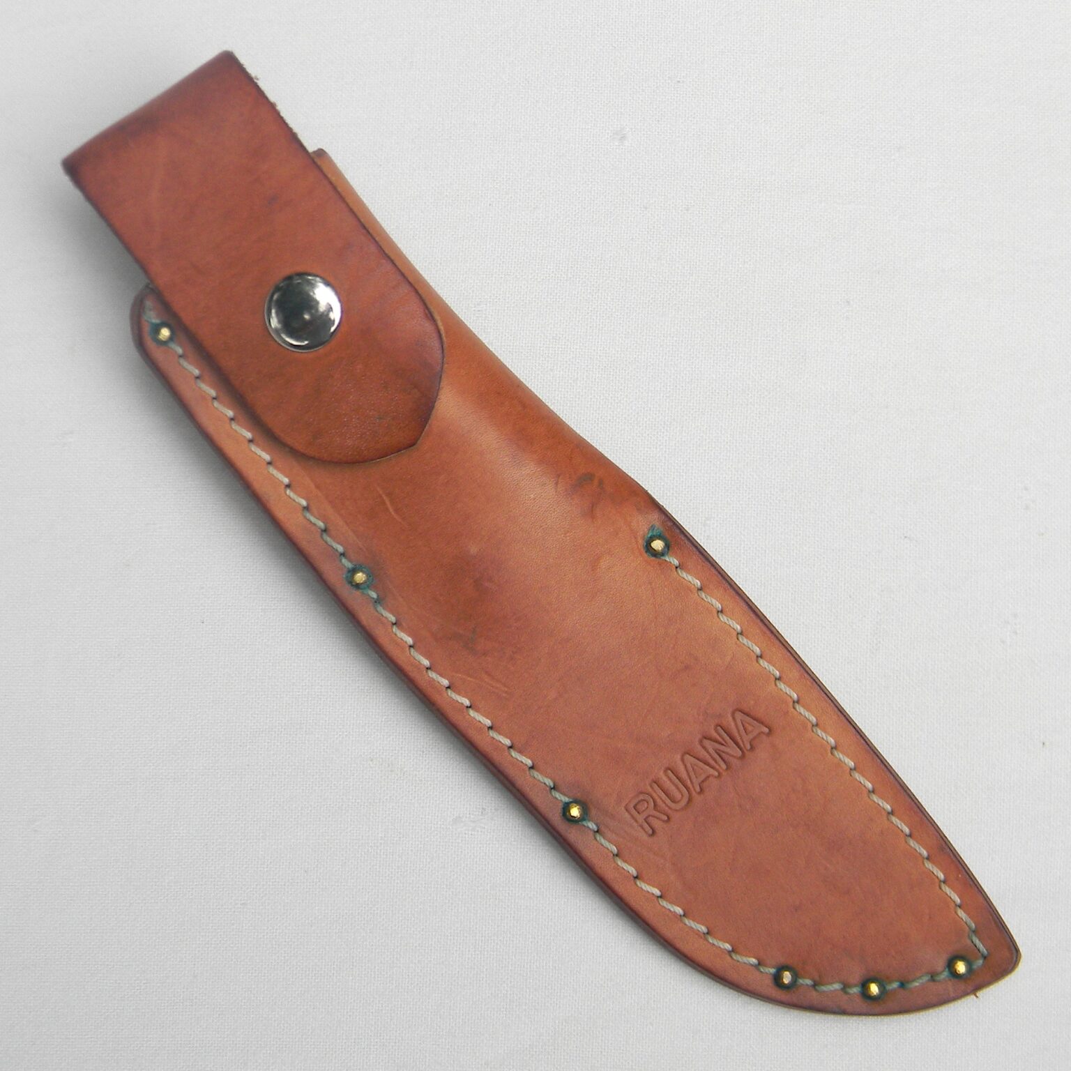 Vintage Ruana 6BD Skinner knife, orig leather sheath; UNUSED
